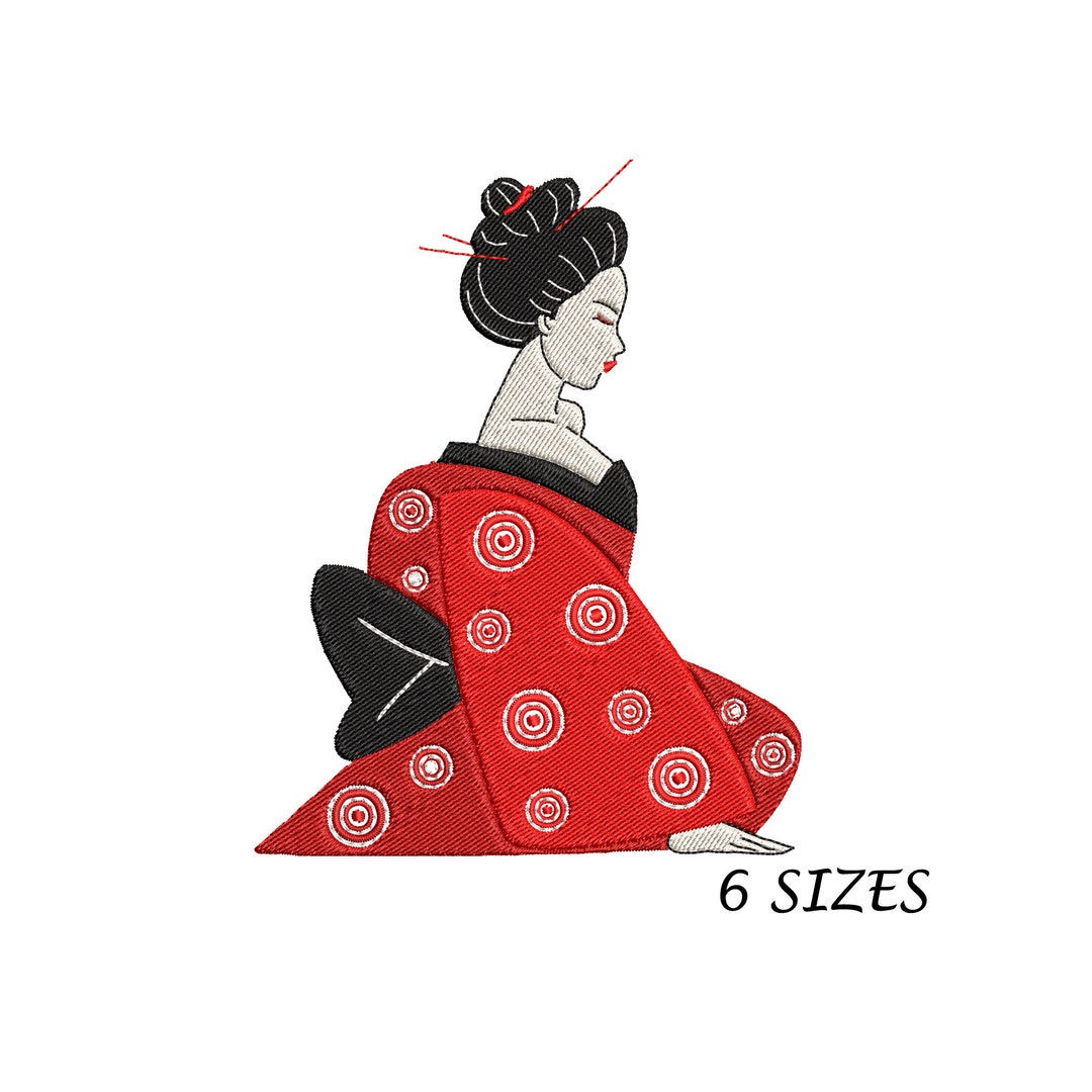 Japanese Geisha Embroidery Design: Ceremonial Kimono (digital File, 6 ...