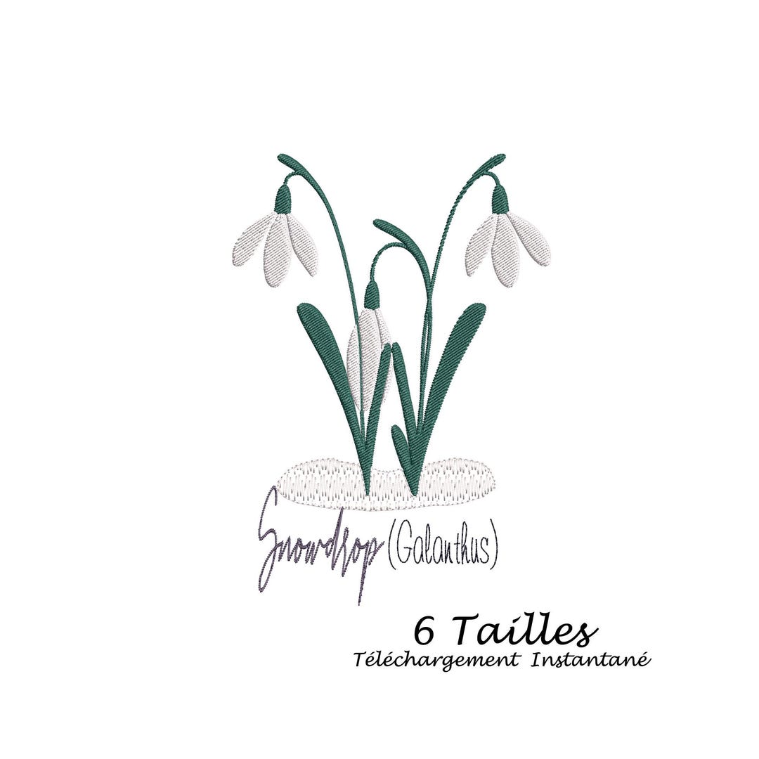 Snowdrop Flowers With Name Embroidery Design, Machine Embroidery Design ...