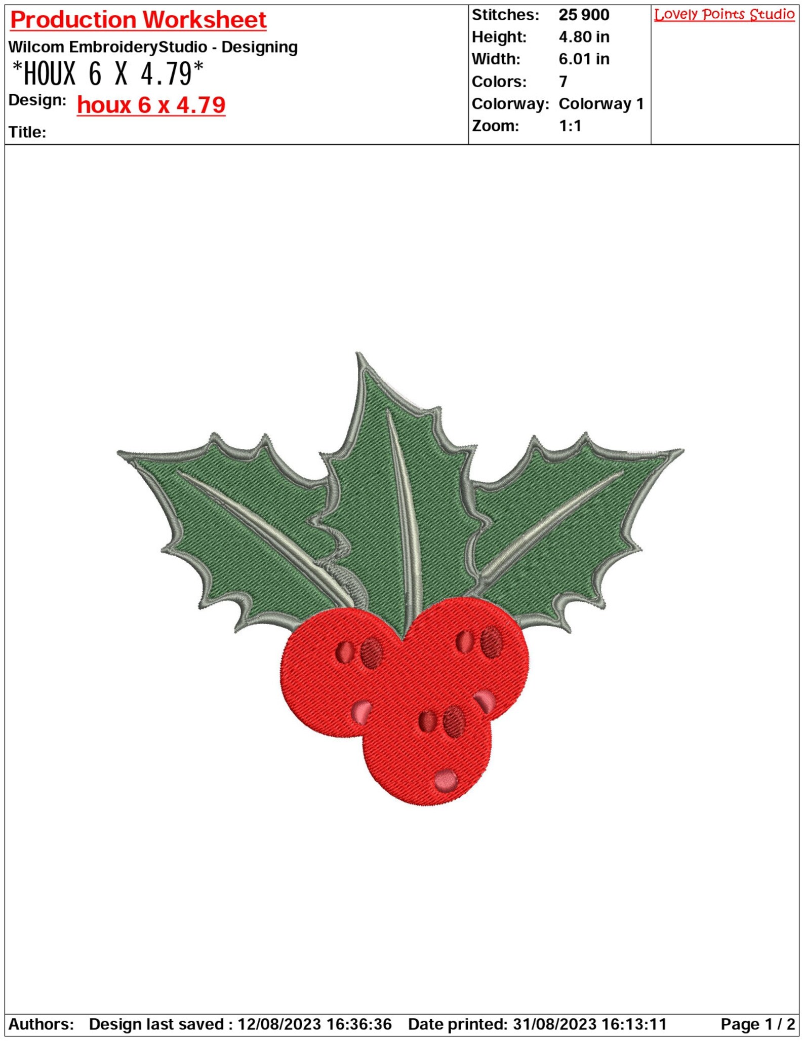 Christmas Holly Embroidery Design for Machine, 5 Sizes in Multi Formats ...