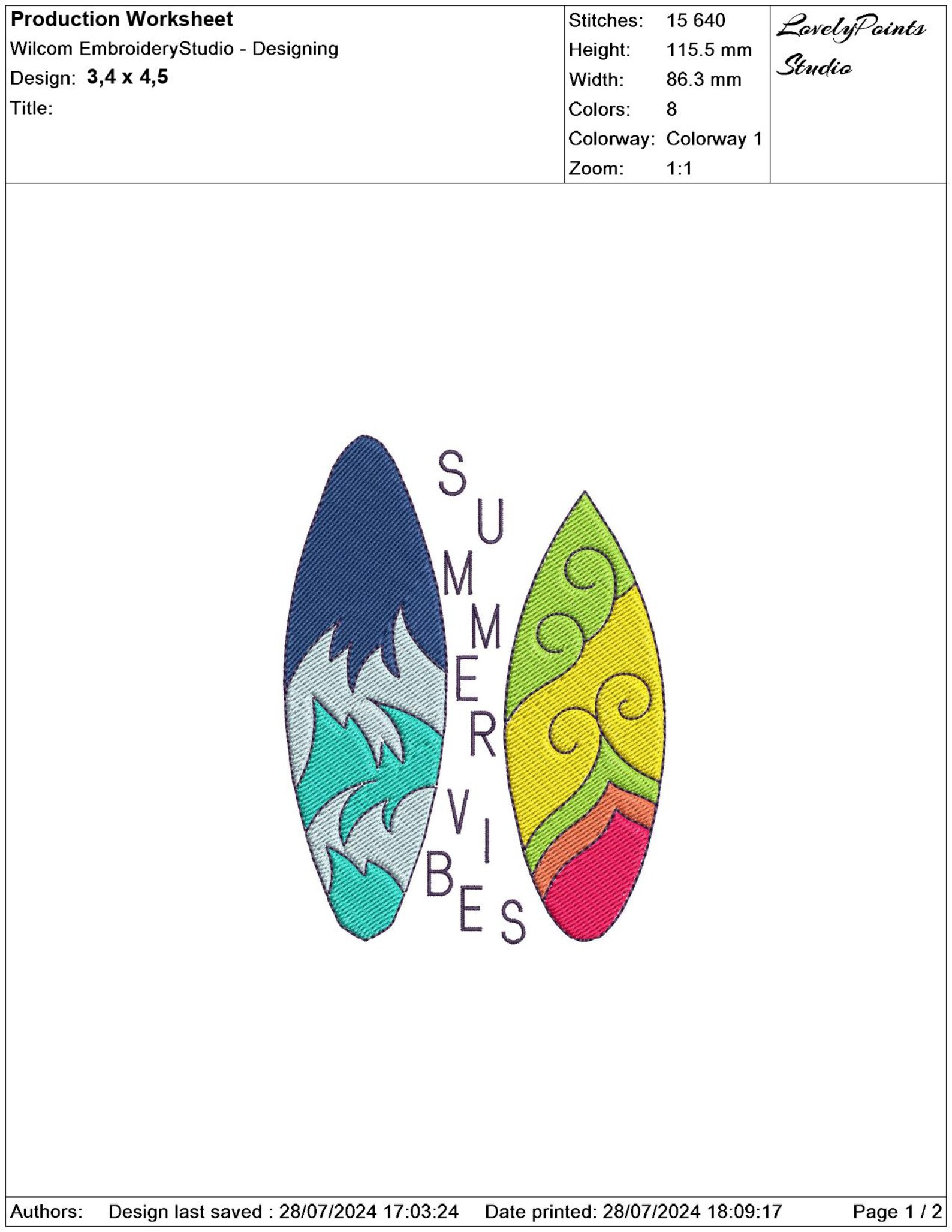 Summer Surfboard Embroidery Design: Beach Vibes (instant Download, 6 ...