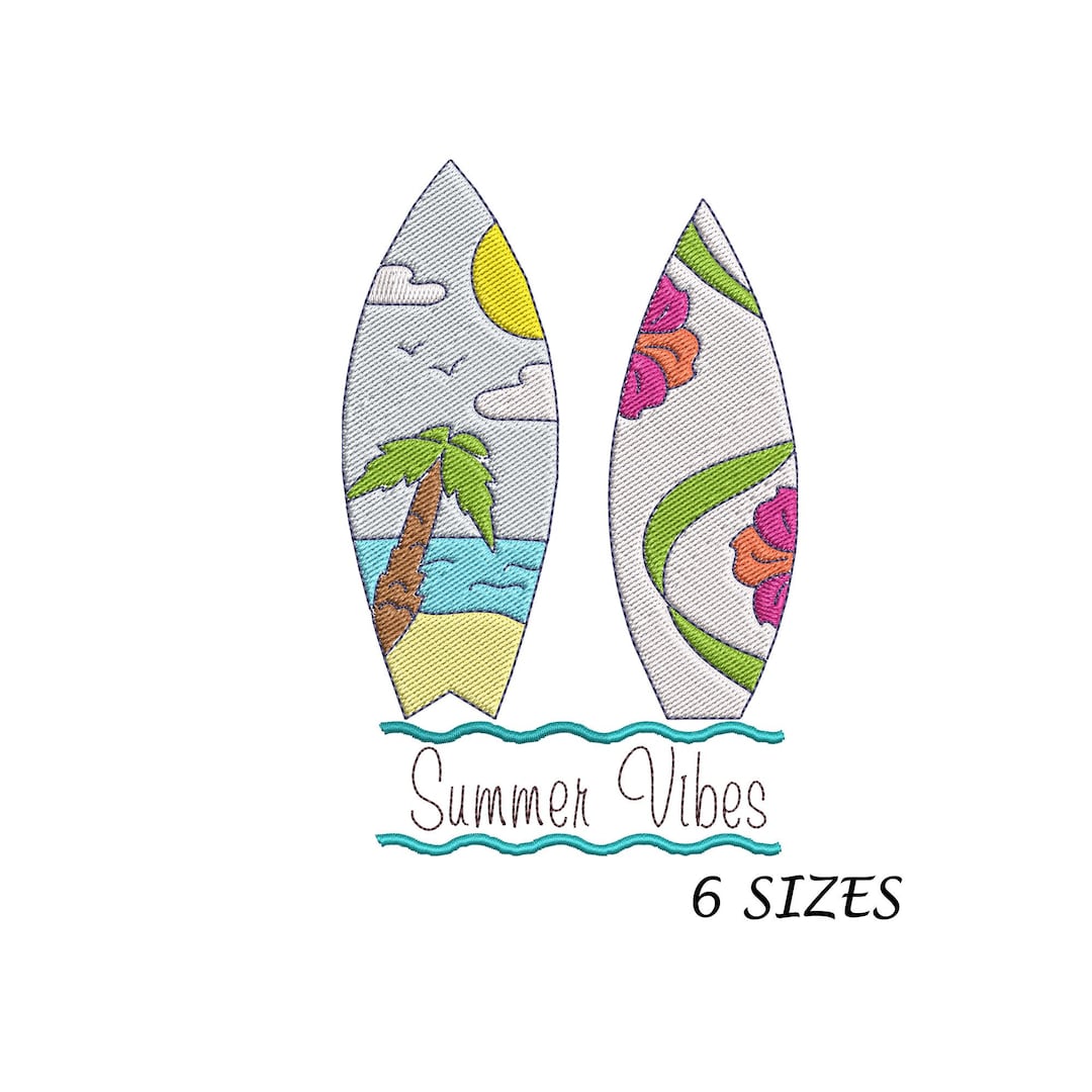 2 Surfing Boards With Summer Vibes Embroidery Design for Machine in 6 ...
