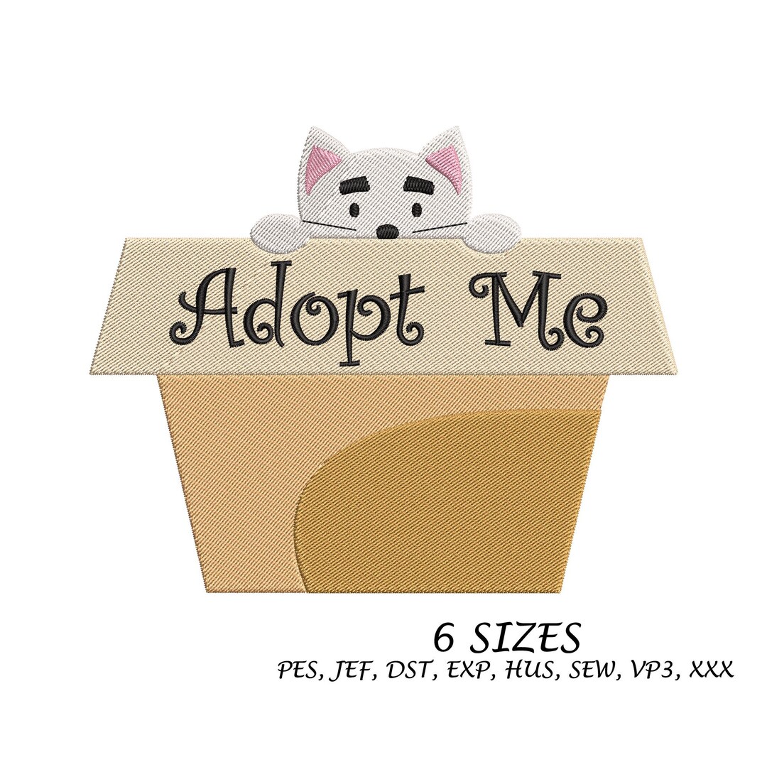Cat in Box Embroidery Design: Adopt Me Pet (digital File, 6 Sizes) - Etsy