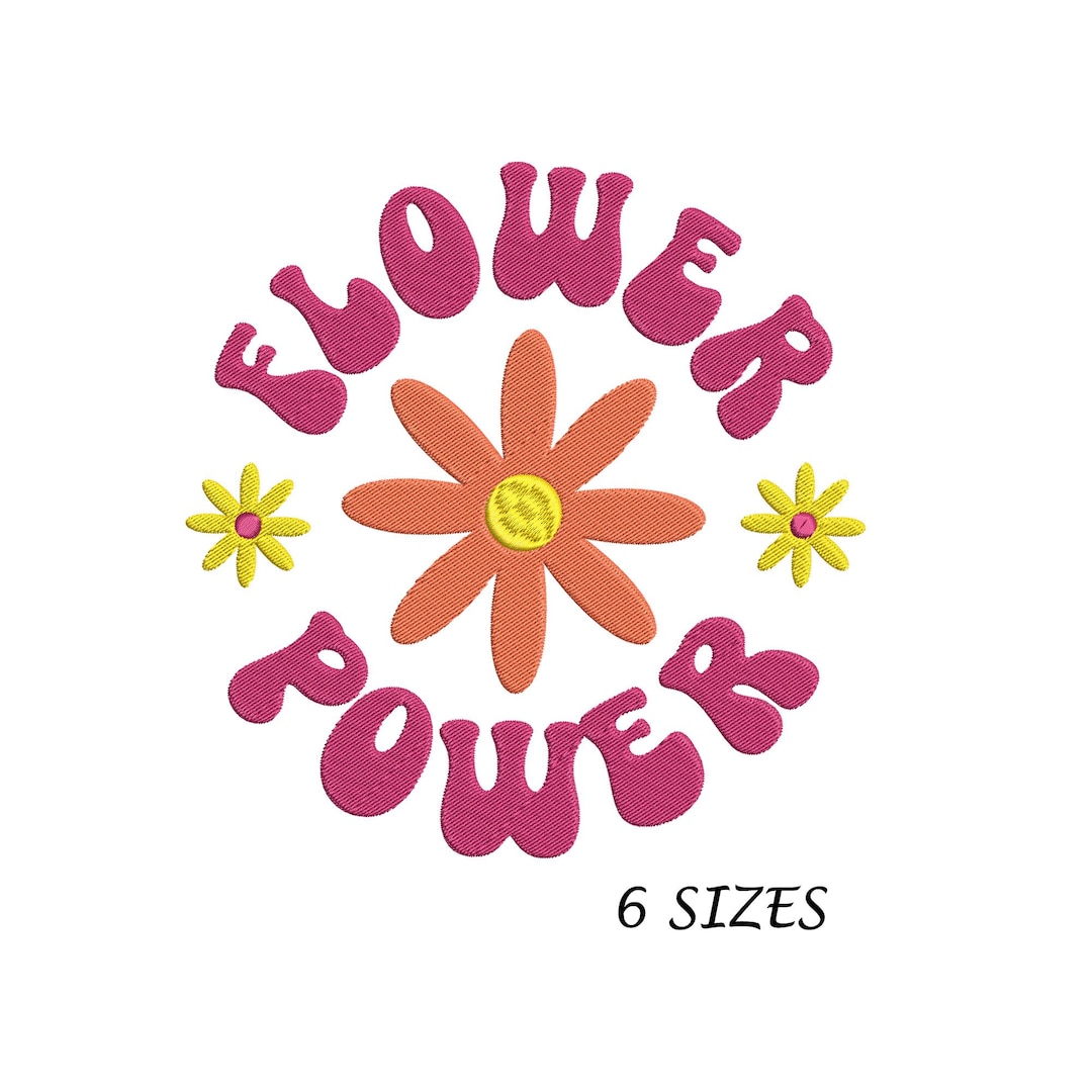 Flower Power Embroidery Design, Machine Embroidery Design, Sizes ...