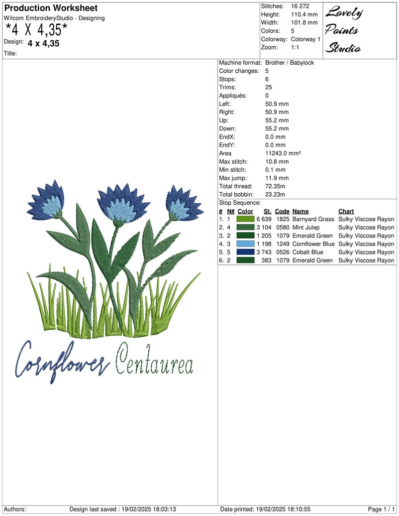 Cornflower Embroidery Design: Blue Flower Machine Embroidery (digital ...