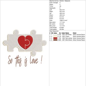 Puzzle Heart Embroidery Design: Love Machine Embroidery File (6 Sizes ...