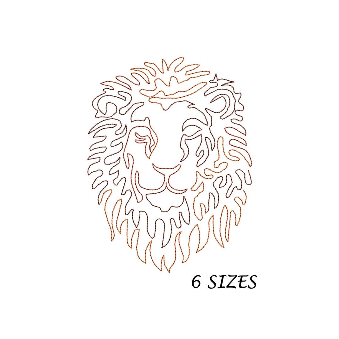 Lion Head Outline Curves Embroidery Design, Lion Line Art Embroidery ...