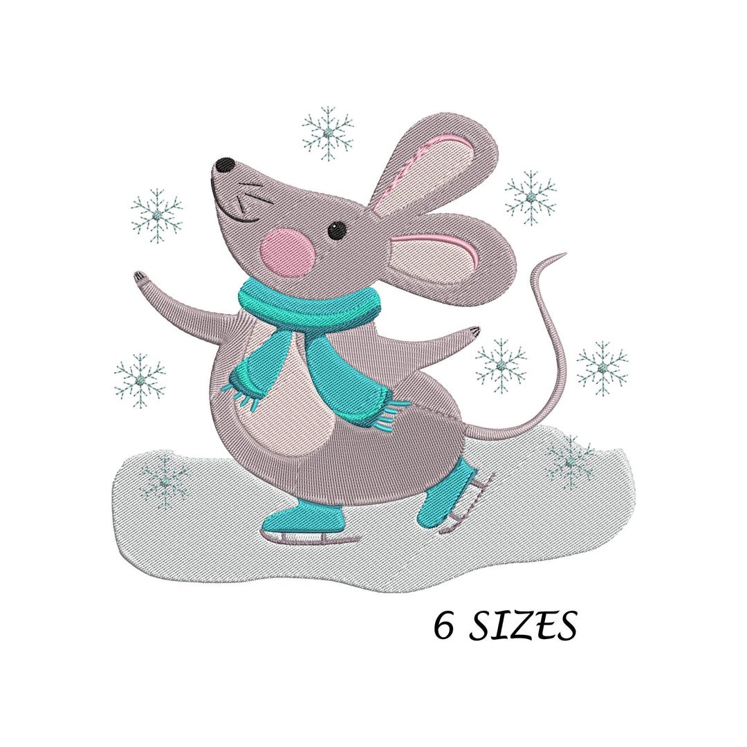 Ice Skating Mouse Embroidery Design, Machine Embroidery Design, Mouse ...