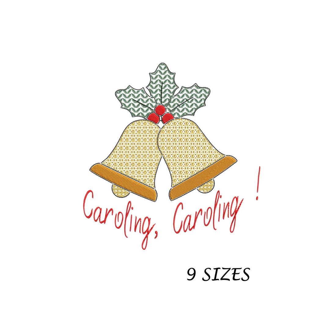 Christmas Bells Caroling Embroidery Design: Machine Embroidery File (9 ...