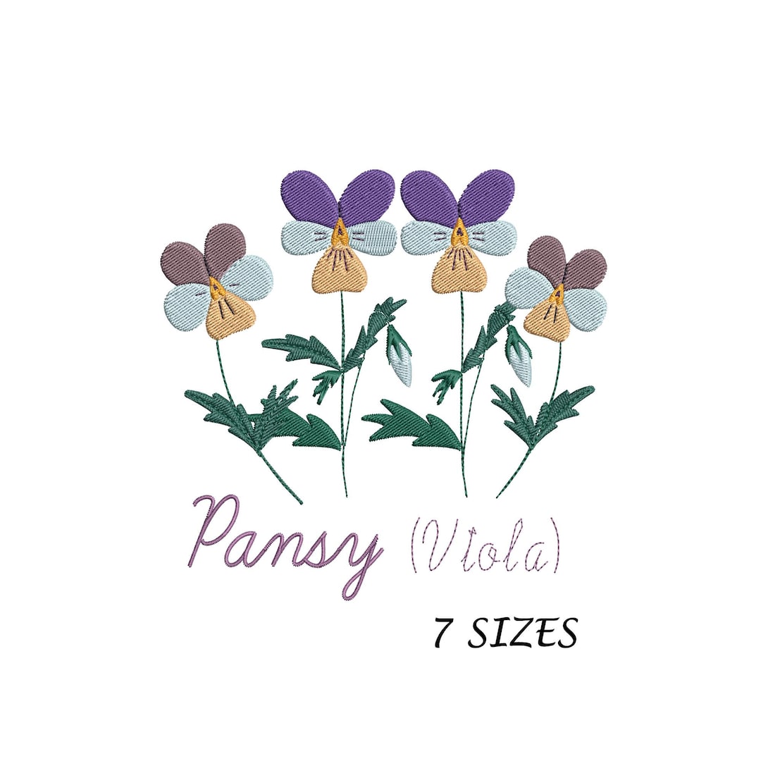 Pansy Flowers Machine Embroidery Design, Flowers Embroidery Design ...