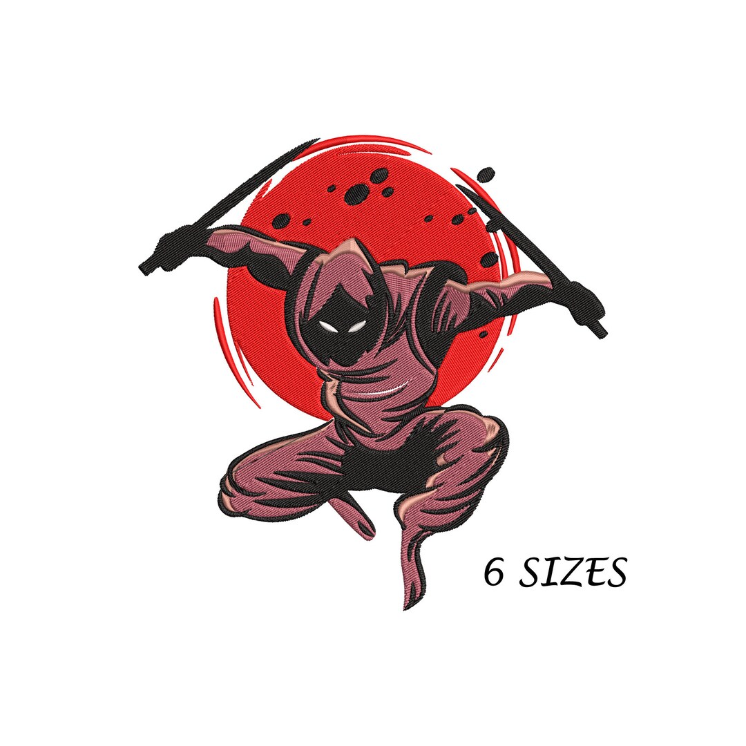 Ninja Embroidery Design: Japanese Warrior Art (digital File, 6 Sizes ...
