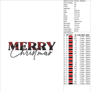Merry Christmas Gradient Color Embroidery Design, 6 Sizes Digital File ...