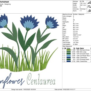 Cornflower Embroidery Design: Blue Flower Machine Embroidery (digital ...