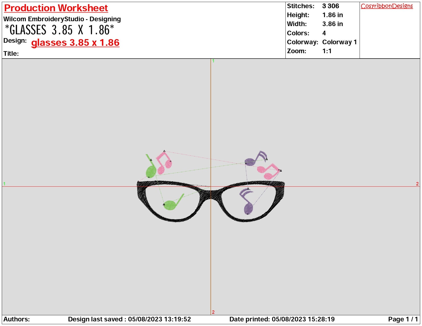 Music Notes Glasses Embroidery Machine Design, Multi Formats , - Etsy