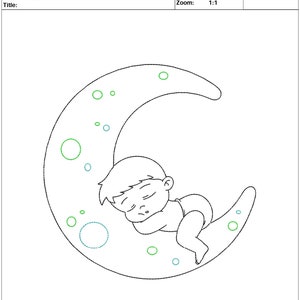 Baby Sleeping on Moon Line Art Embroidery Design (digital File) - Etsy