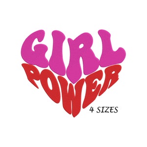 Girl Power Heart Embroidery Design: Bicolor Machine Pattern (digital ...