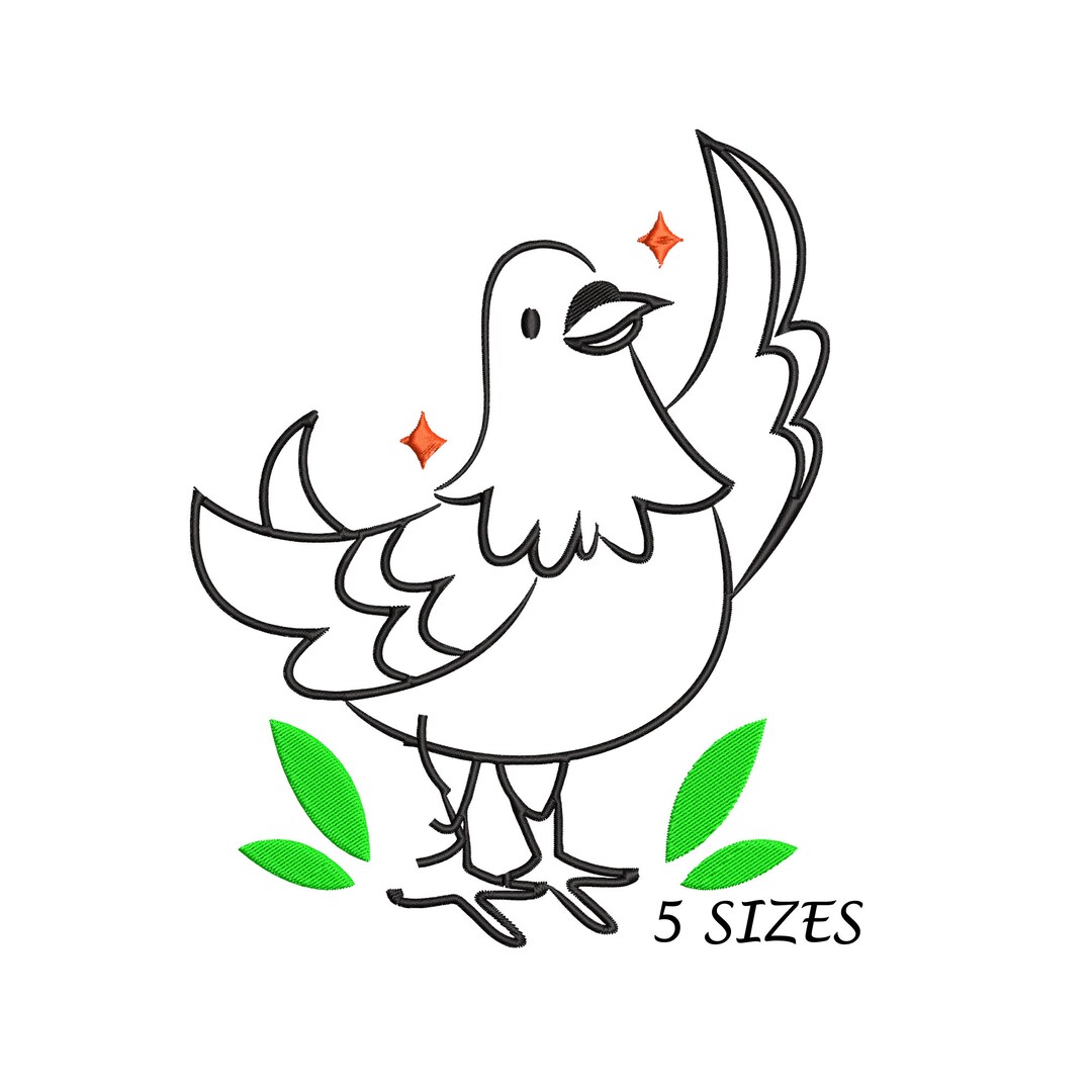 Dove Bird Black Outline Embroidery Design for Machine, Digital File in ...
