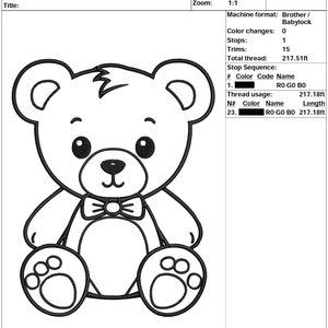 Outlines Teddy Bear Embroidery Design for Machine in 6 Sizes and Multi ...