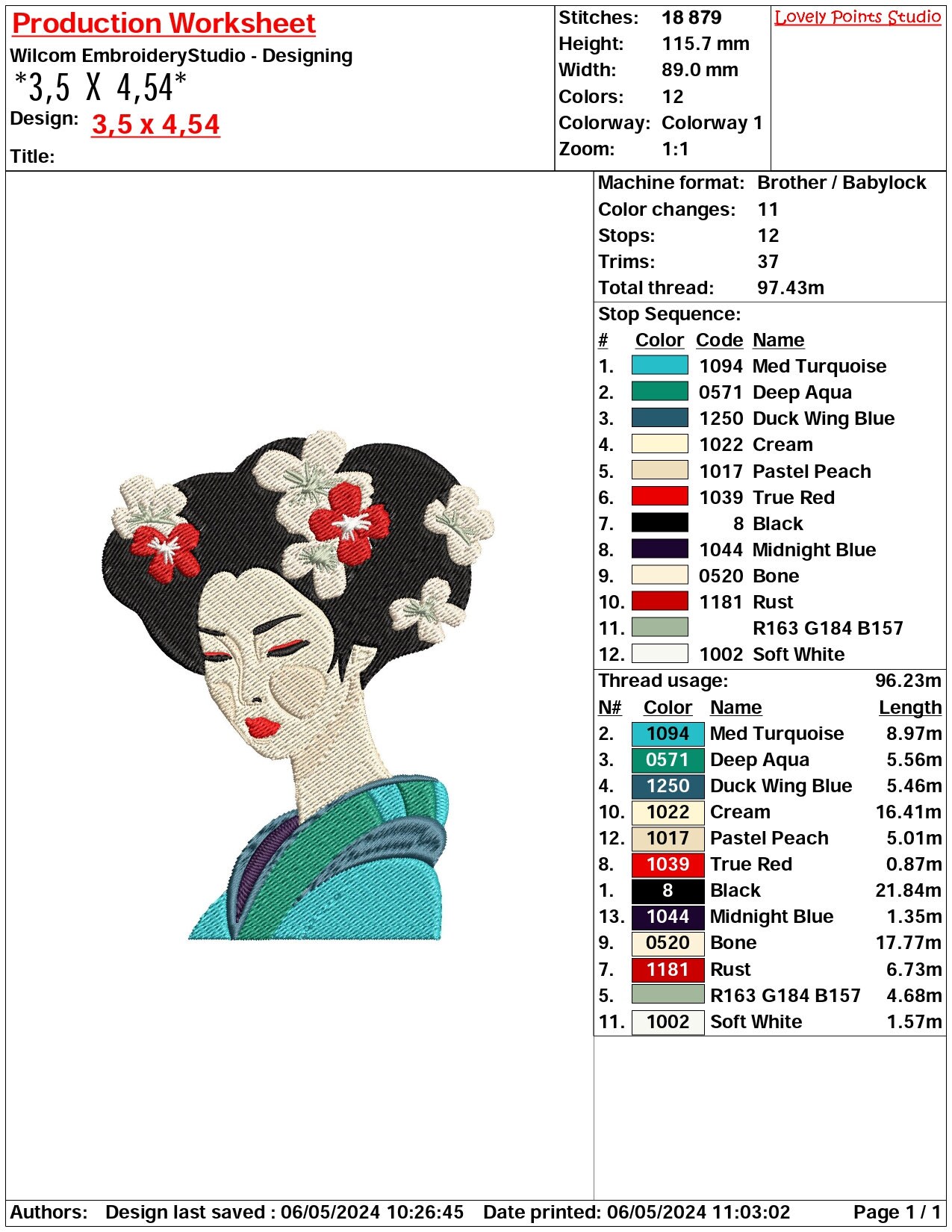 Cute Japanese Geisha Face Embroidery Design for Machine, 6 Sizes in ...