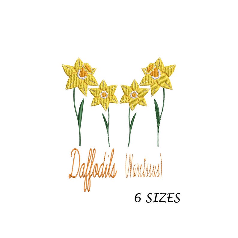 Daffodils Spring Flowers Embroidery Design: 6 Sizes (digital File) - Etsy