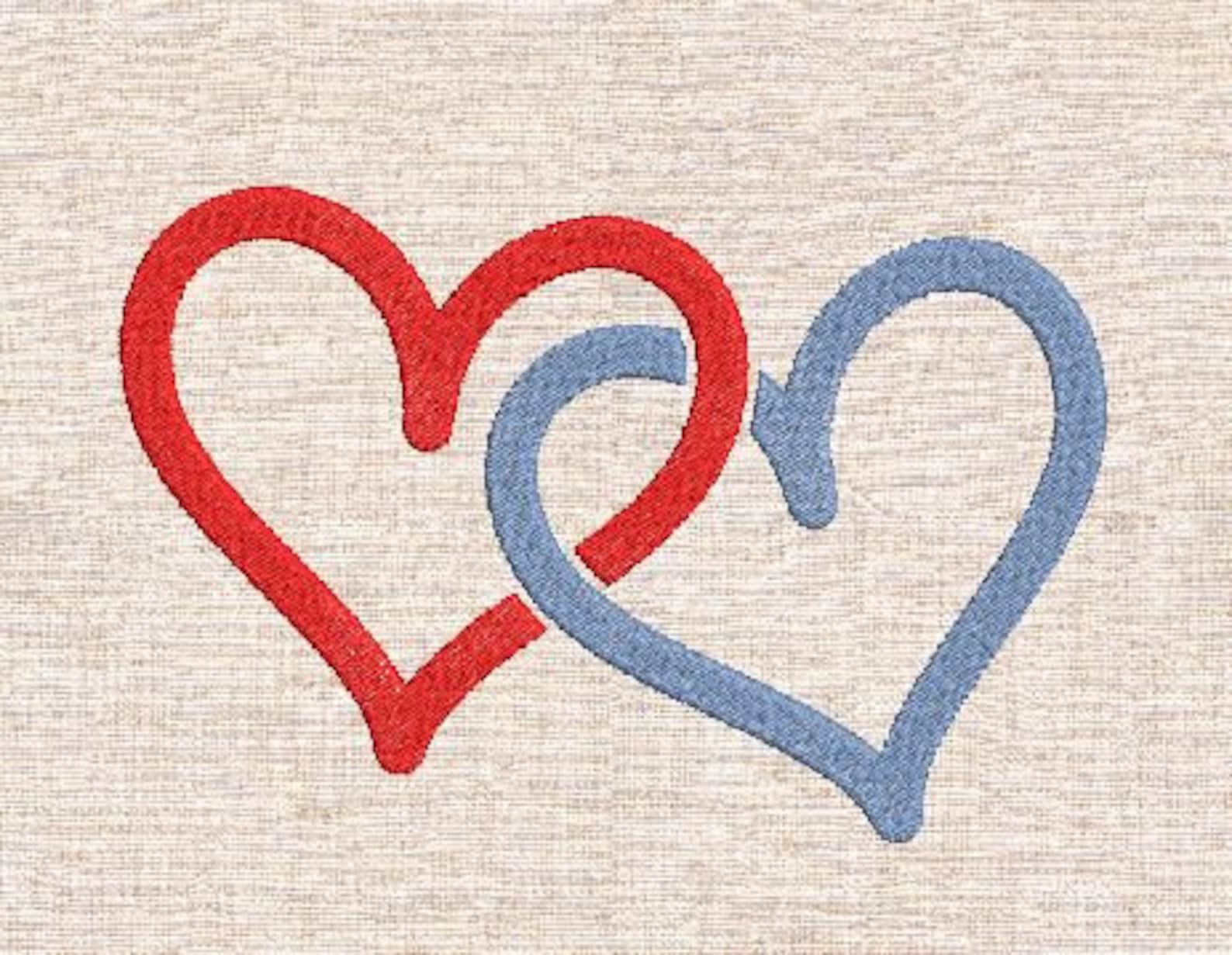 Interlocked Hearts Embroidery Design: Machine Embroidery File (digital ...
