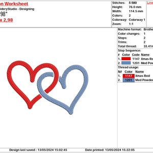Interlocked Hearts Embroidery Design: Machine Embroidery File (digital ...
