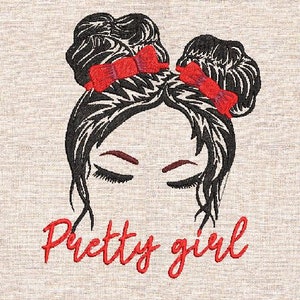 Pretty Girl Face Embroidery Design for Machine in 6 Sizes, Digital File ...