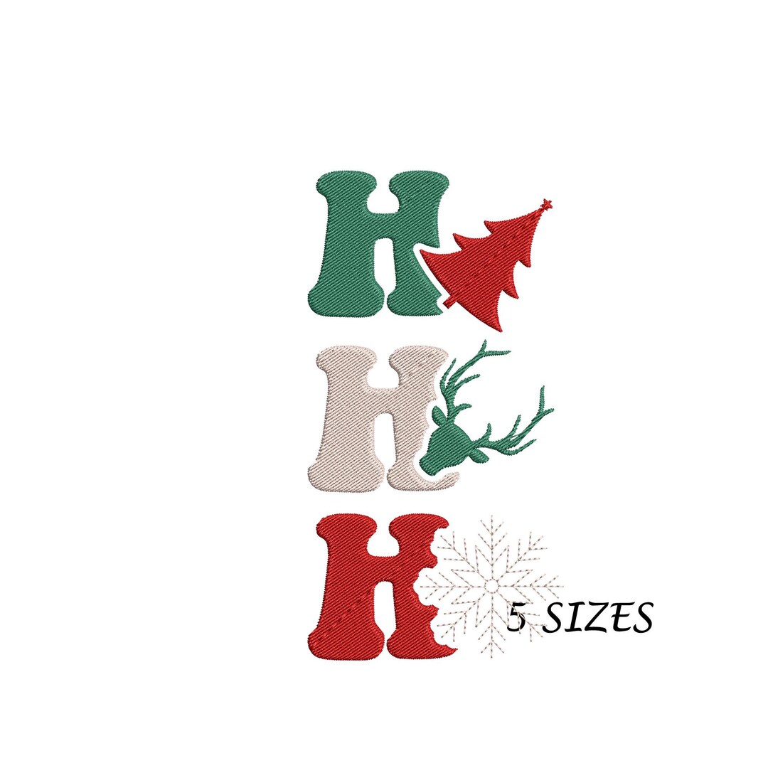 Ho Ho Ho Christmas Embroidery Design for Machine in 5 Sizes, Multi ...