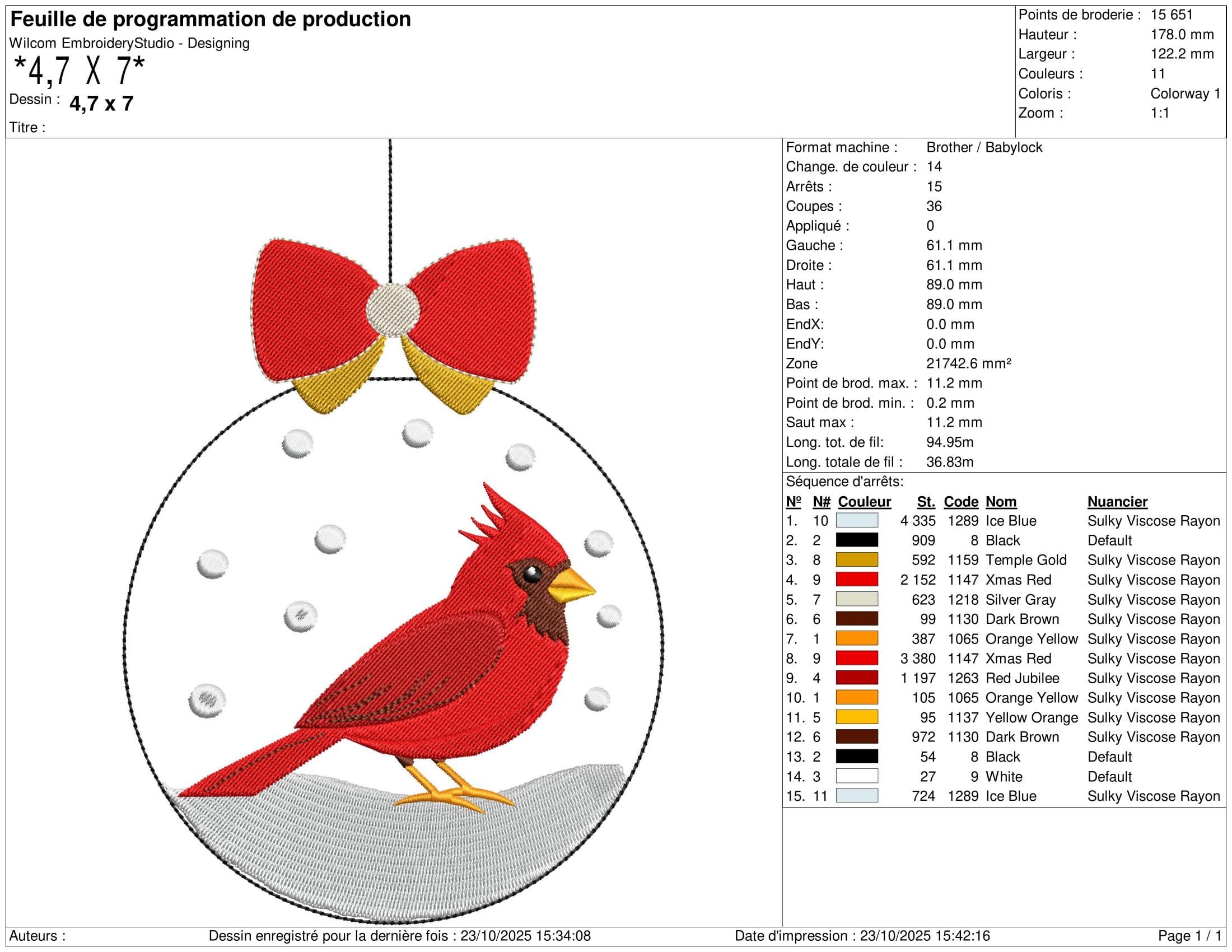 Red Cardinal Bird in Ball Embroidery Design, Christmas Ball Embroidery ...