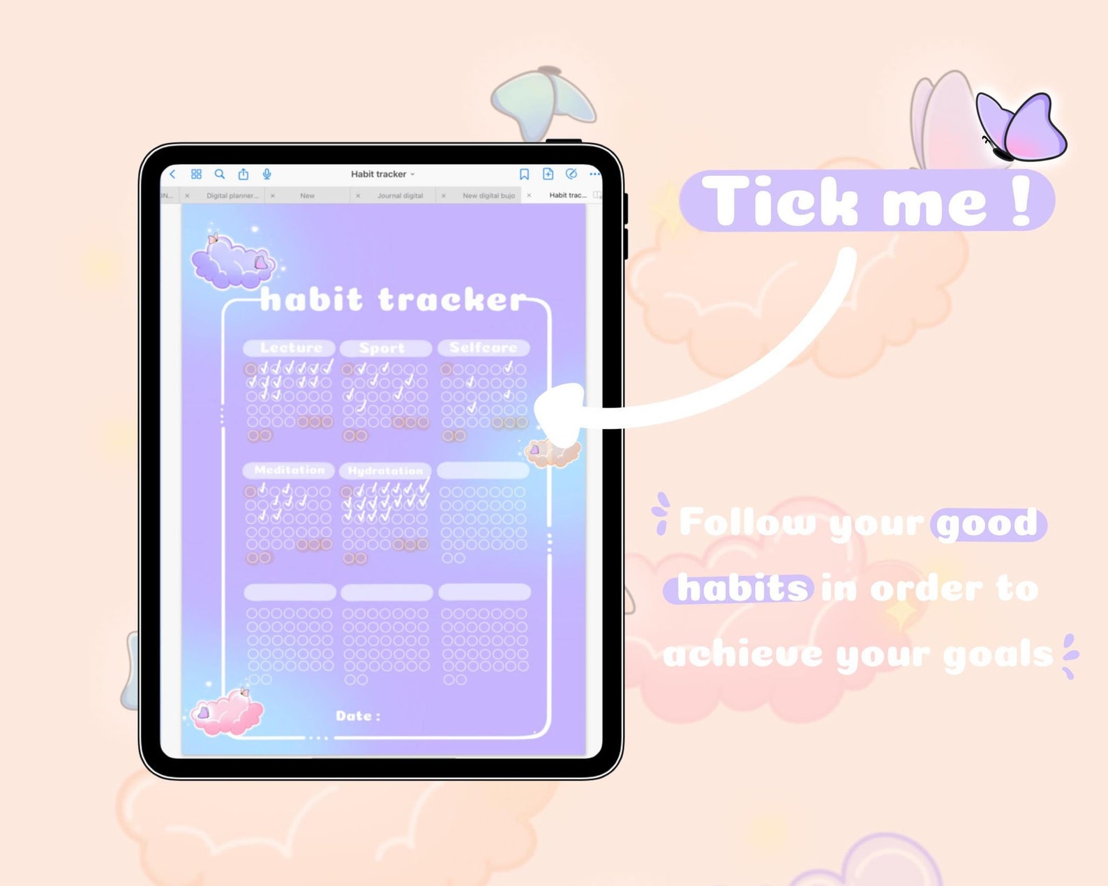 Habit Tracker, Tracker Template, Printable, for Download, Cute Little ...