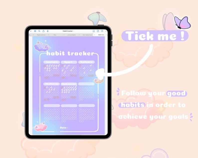 Habit Tracker, Tracker Template, Printable, for Download, Cute Little ...