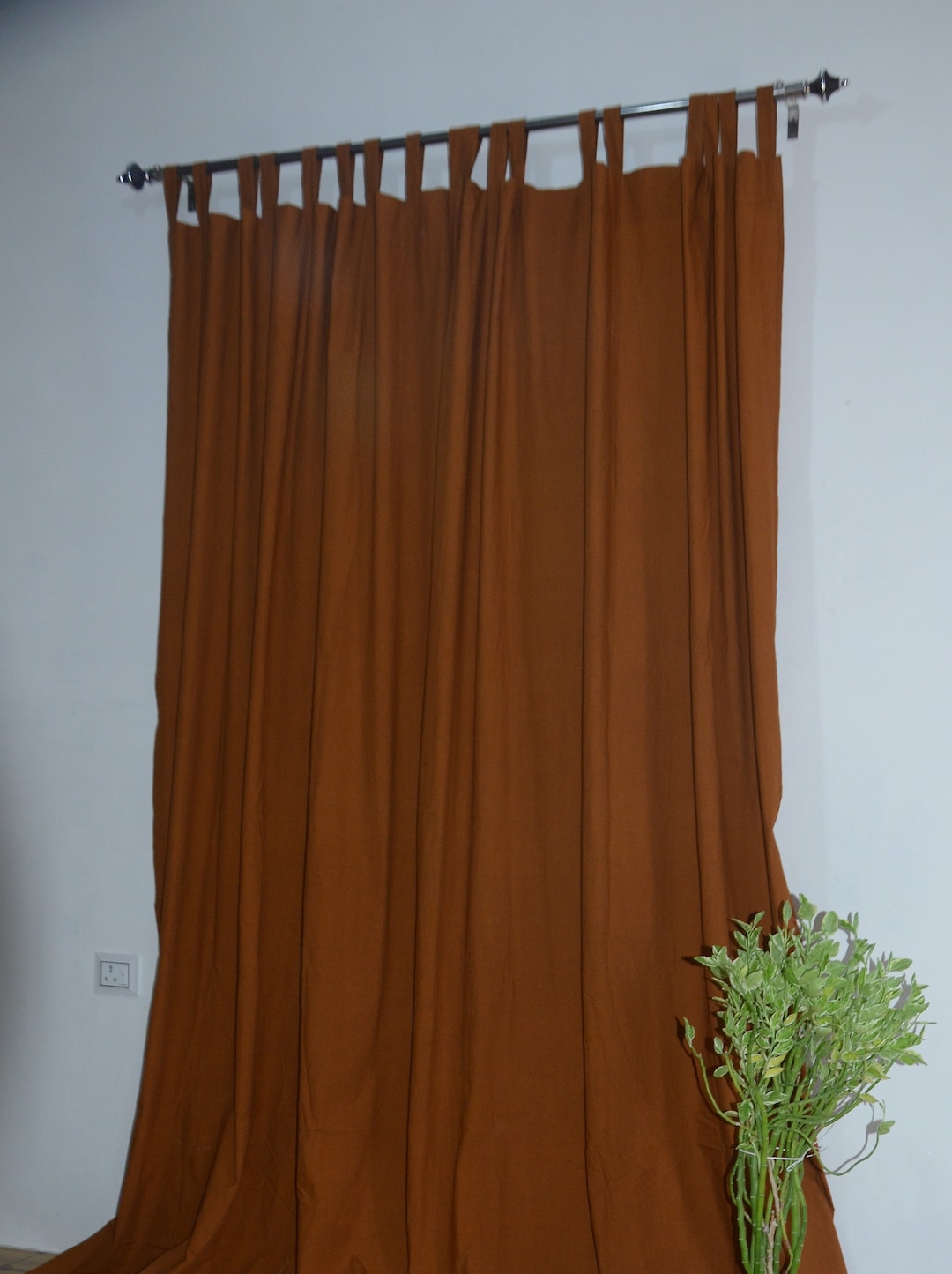 Rusty Orange Long Linen Curtain Teracotta Cotton Window - Etsy
