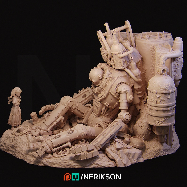 Steampunk Abandoned Robot Diorama Nerikson Display Model 12k - Etsy