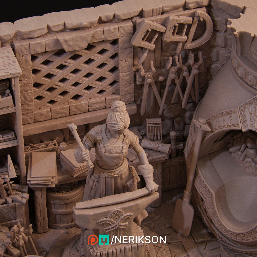 Lara the Blacksmith Diorama Nerikson Display Model 75 Mm 12k - Etsy