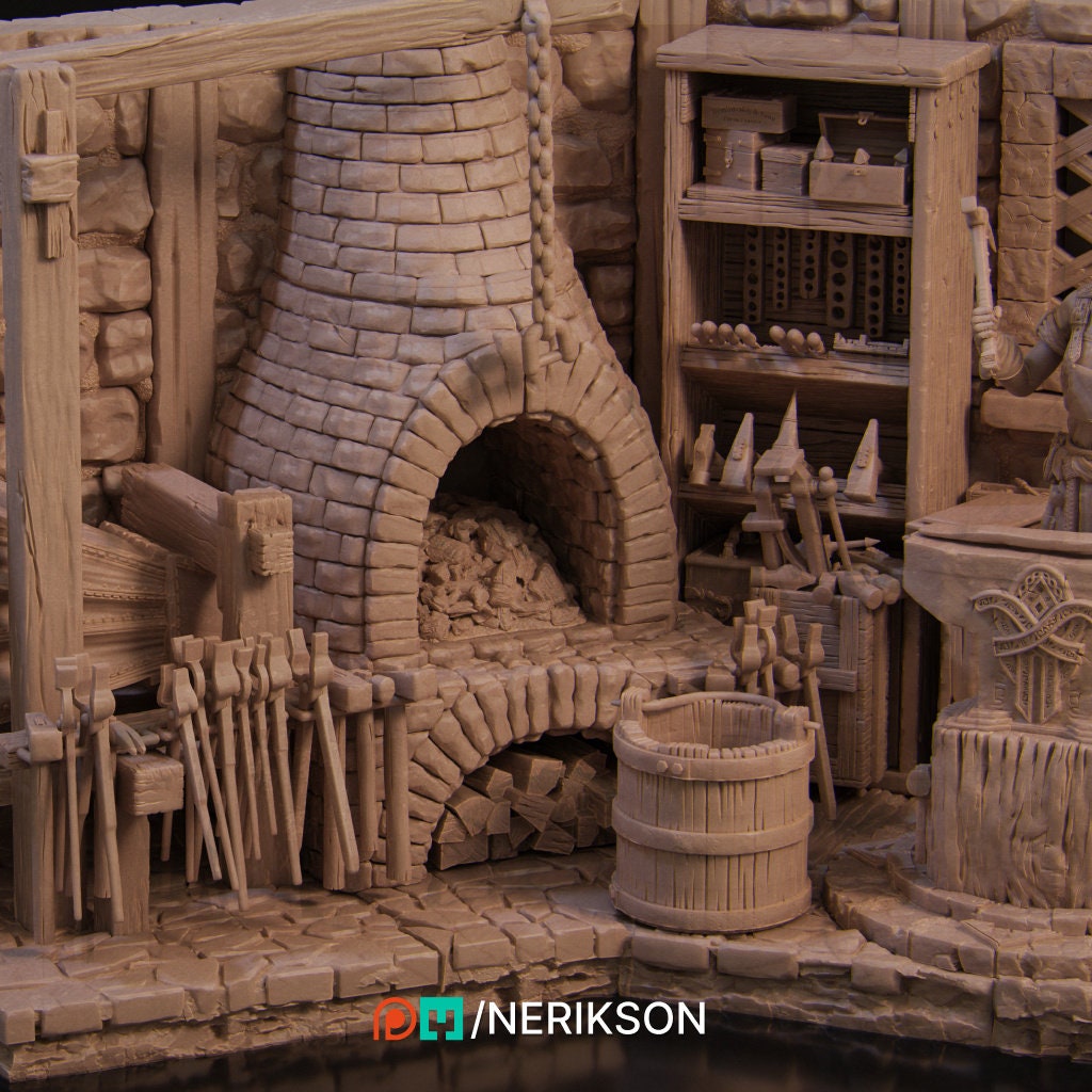 Lara the Blacksmith Diorama | Nerikson | Display Model | 140 Mm Scale | 75 Mm Scale | 12k - Etsy