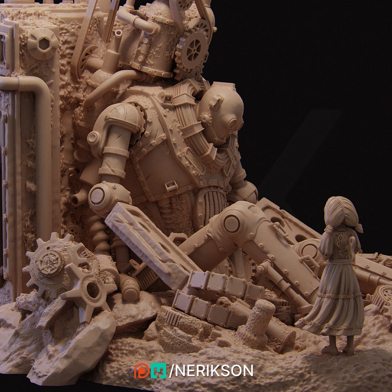 Steampunk Abandoned Robot Diorama | Nerikson | Display Model | 60 Mm ...