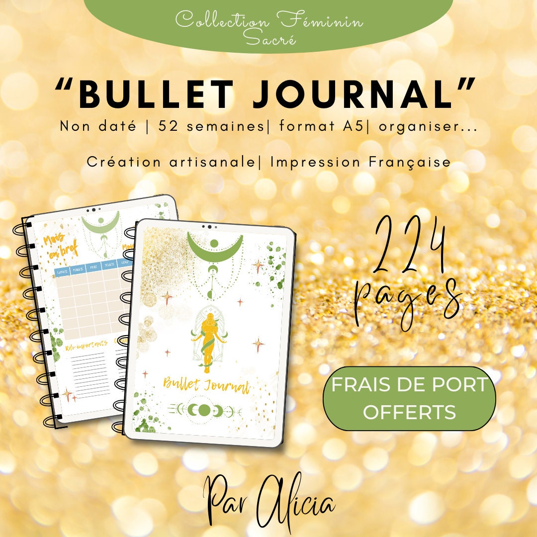 BULLET JOURNAL - Sacred Feminine Collection - Green and Gold Theme - Etsy