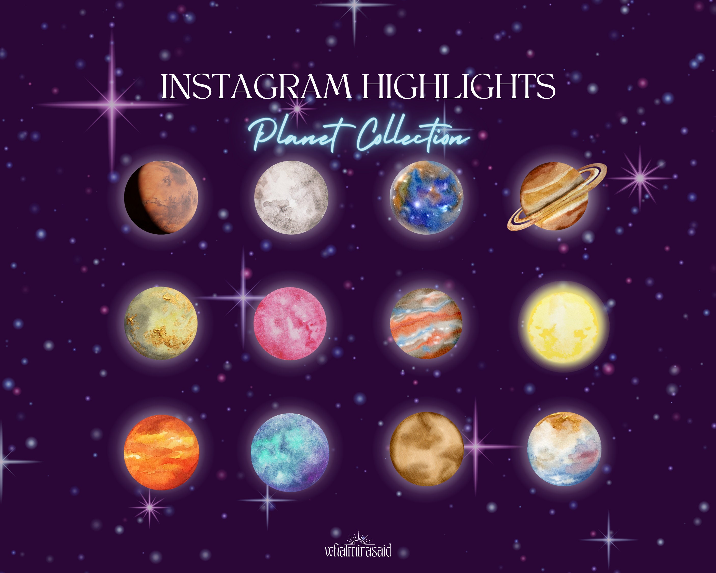 Instagram Planet Highlights | Galaxy Watercolor High-quality IG Story ...