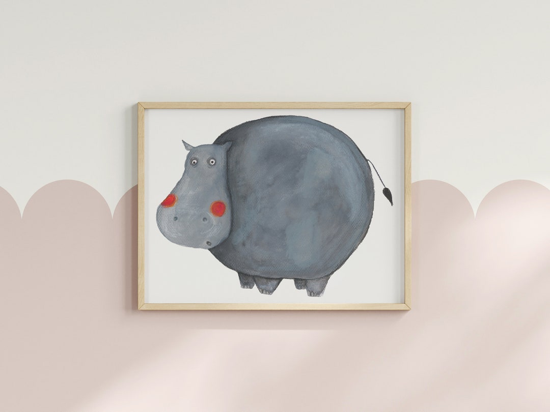 Cute Hippopotamus Poster, Hippo Print, Hippo Wall Art, Hippo Art ...