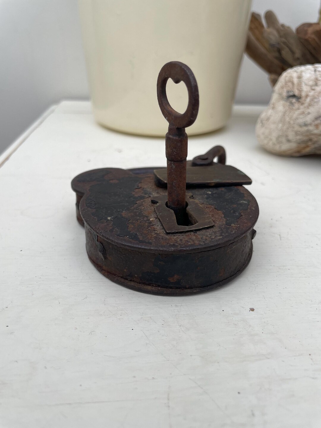 A Large Antique Padlock From the Victorian Era, With the Engraving ...