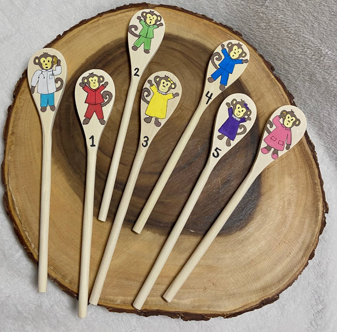 5 Little Monkey Story Spoons - Etsy
