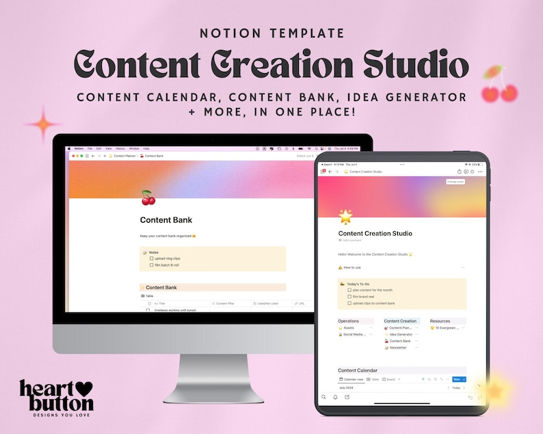 Content Creation Studio; notion Template for Content Creators ...
