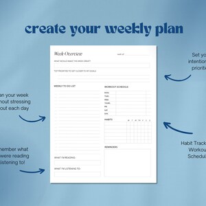 Week Overview Digital Planner Printable, Weekly Planner To-do List ...