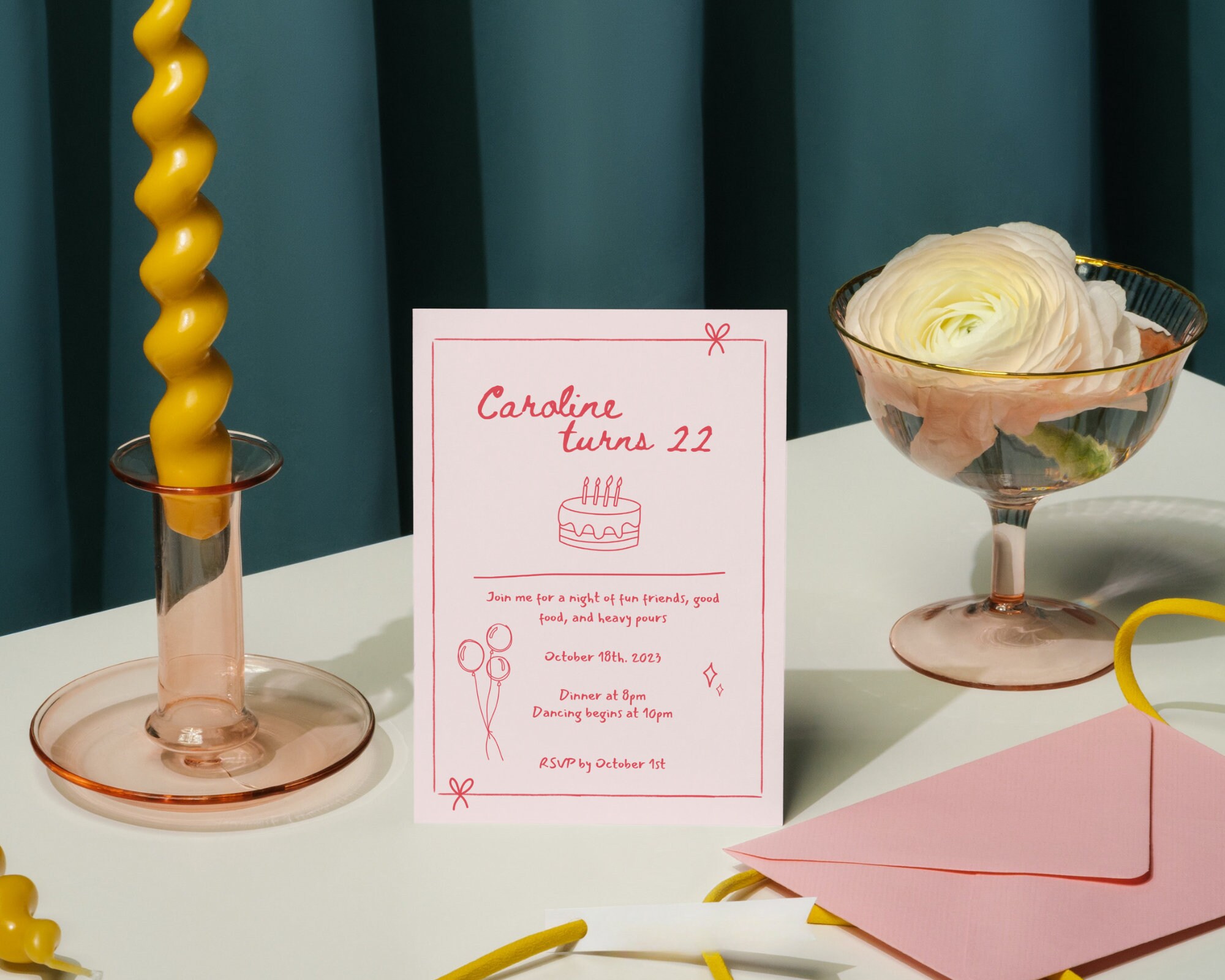 Birthday Invitation Bundle, Front & Back, RSVP Card and Thank You Card ...