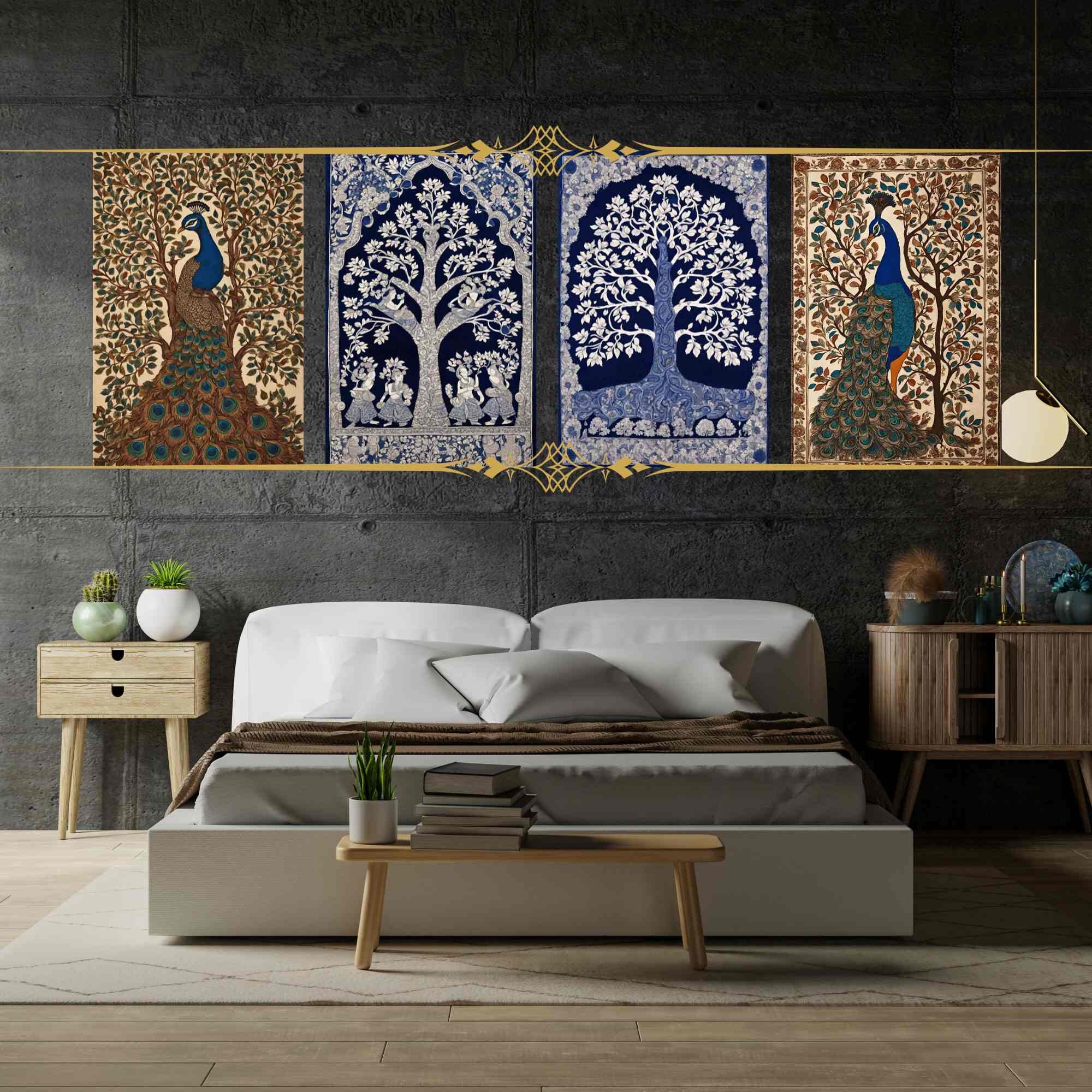 Kalamkari Tree of Life With Set of 4 ,digital Artwork, Instant Download ...