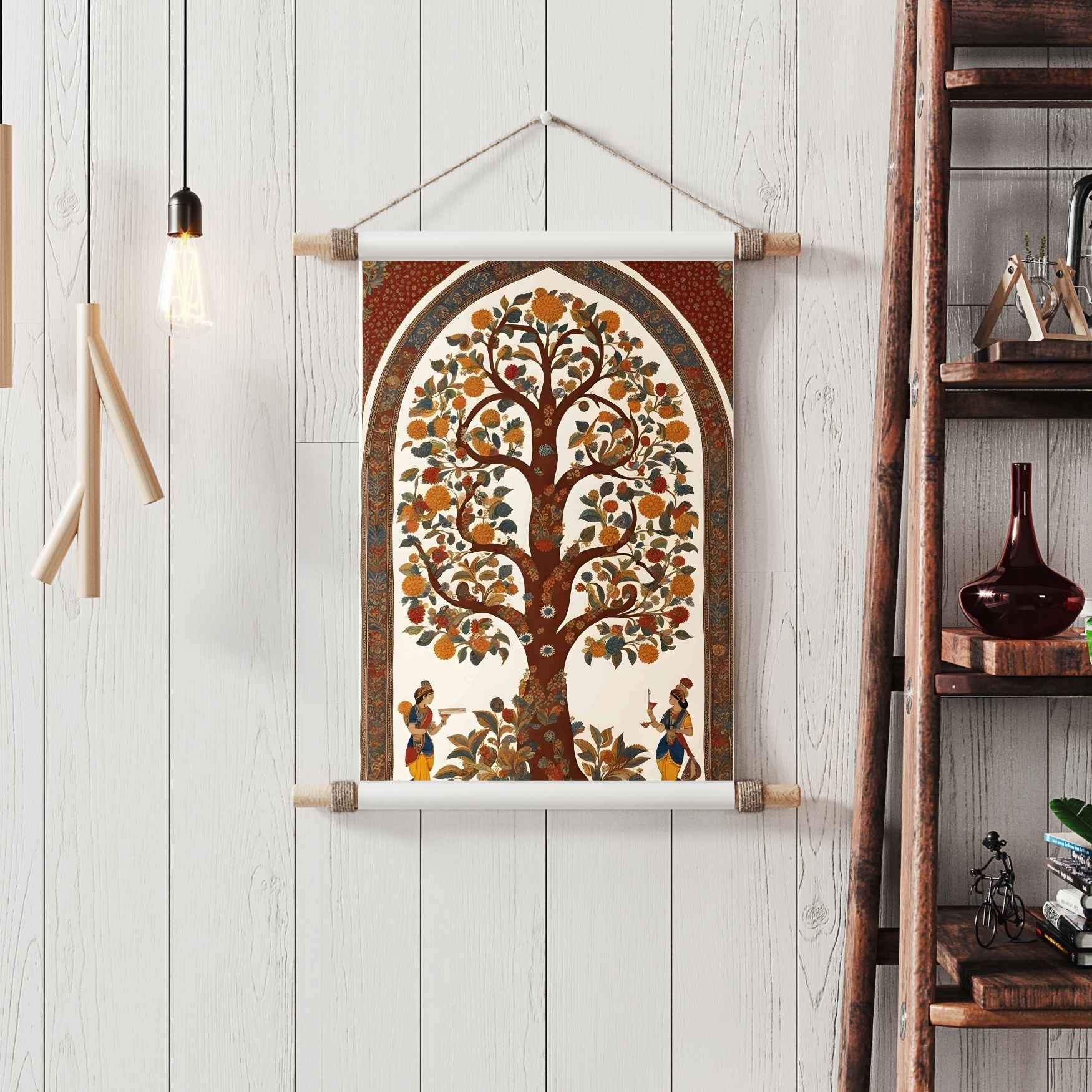 Kalamkari Tree of Life With Set of 3, Handpainted Original Artwork ...