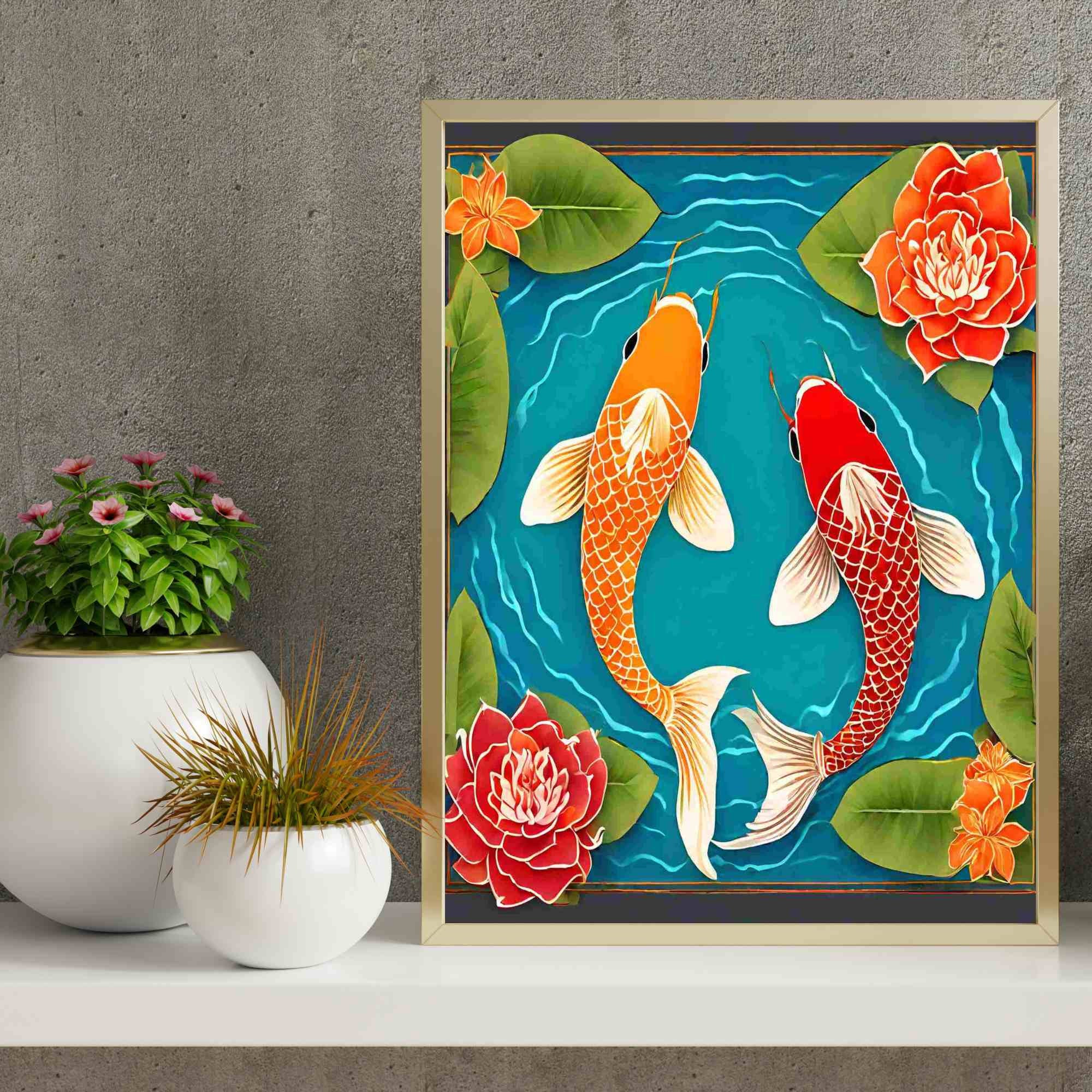 Koi Fish Print Set of 3, Koi Wall Art, Printable Japanese Print, Fish ...