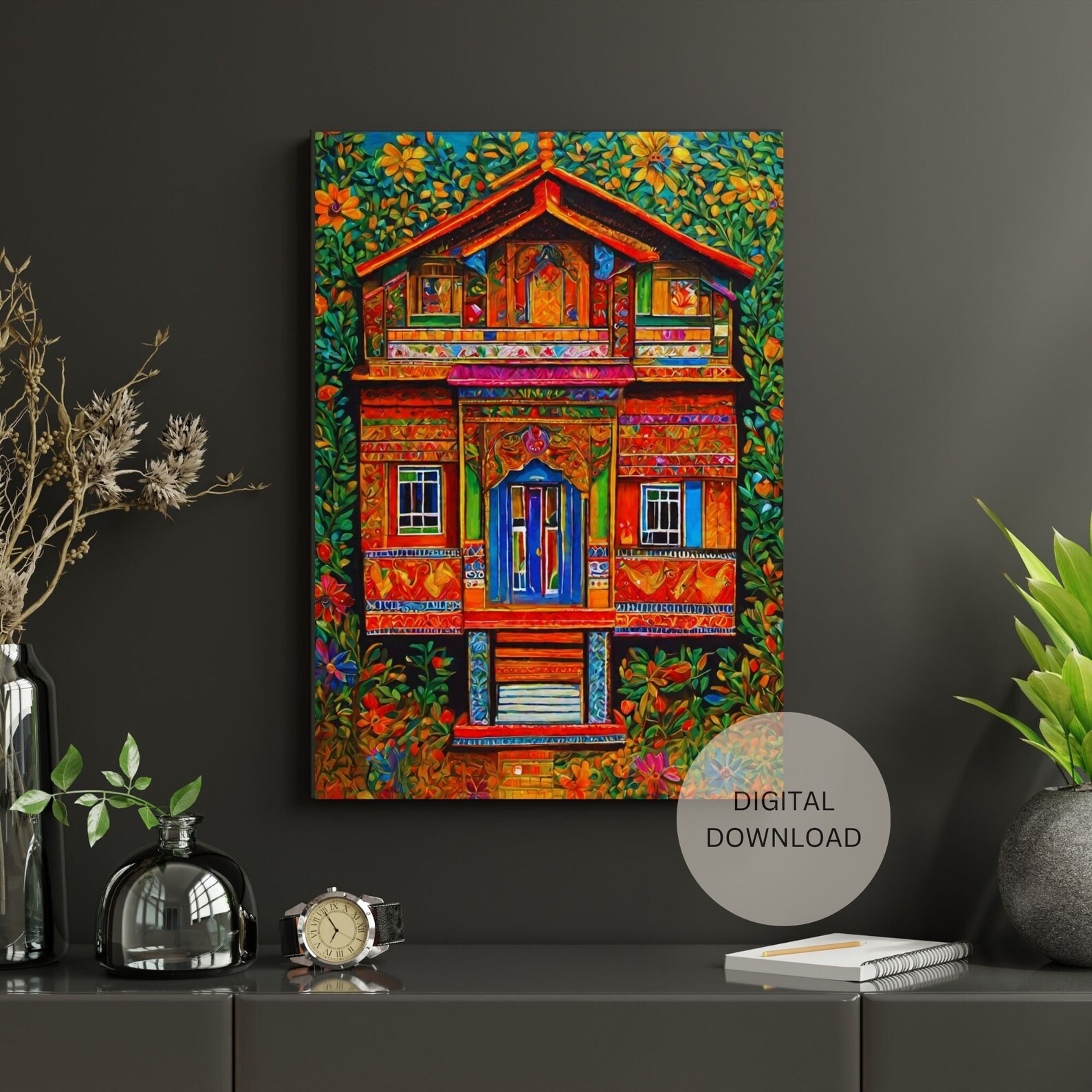 Indian Folk Art House Painting,3 Wall Art Prints, Vintage House ...