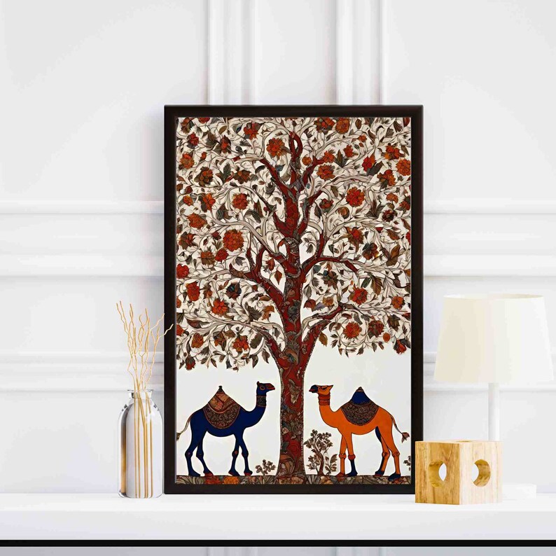 Kalamkari Tree of Life With Camel, Painted Original Artwork, Instant ...