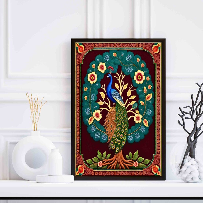 Indian Peacock Wall Art Set of 3,india Art Decor,vintage Peacock ...