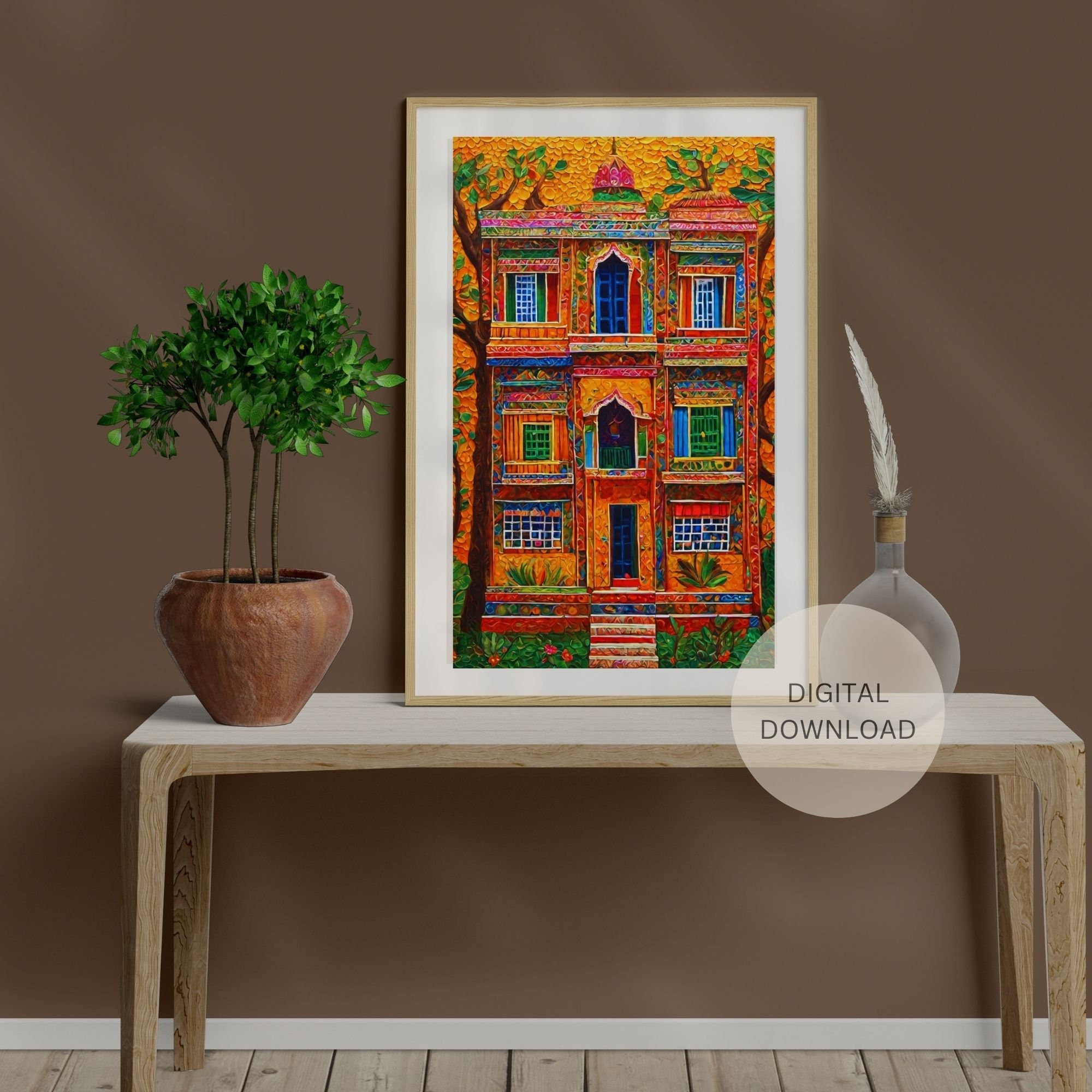 Indian Folk Art House Painting,3 Wall Art Prints, Vintage House ...